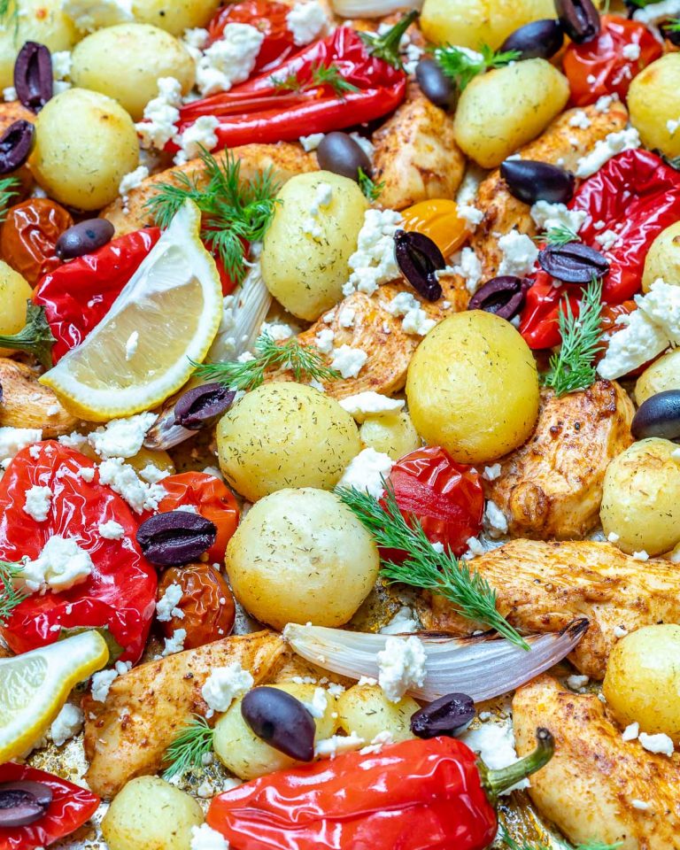 Greek Style Marinated Chicken & Potatoes Tray-Bake | Clean Food Crush