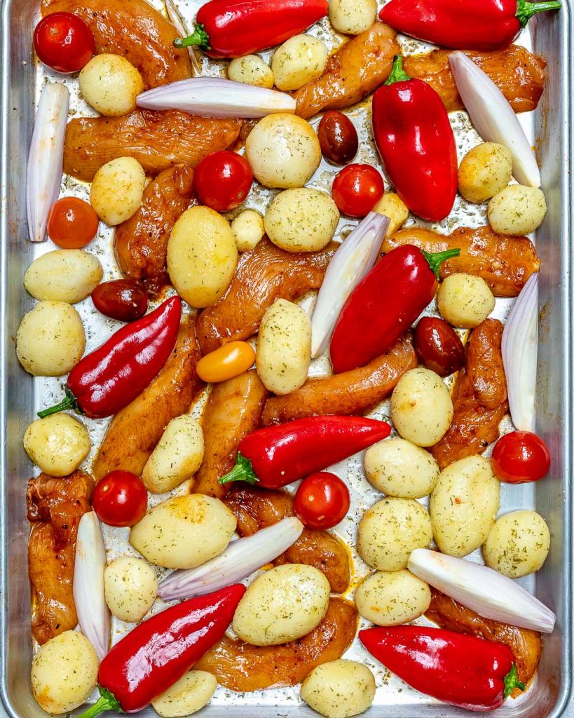 Greek Style Marinated Chicken & Potatoes Tray-Bake | Clean Food Crush
