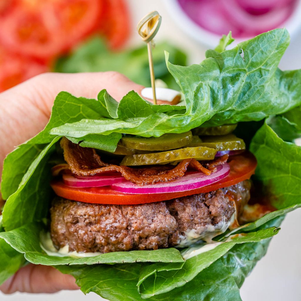 Lettuce Wrapped BLT Burgers | Clean Food Crush