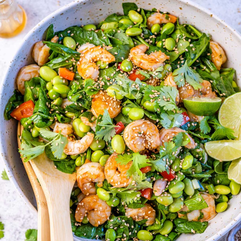High-Protein Shrimp + Edamame Flavor Explosion Salad | Clean Food Crush