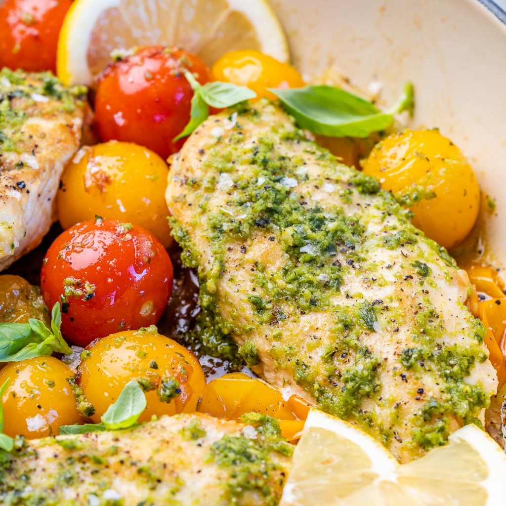 Pesto Chicken + Tomato Skillet | Clean Food Crush
