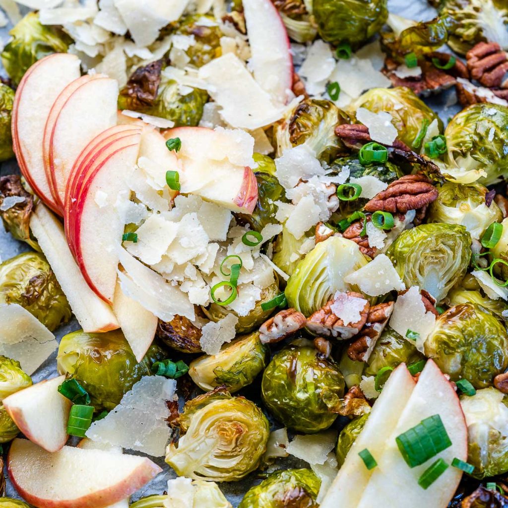 Oven Roasted Crispy Brussels Sprouts + Apples | Clean Food Crush