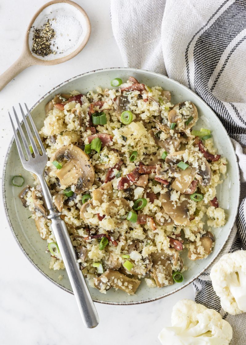 Mushroom + Bacon Cauliflower Rice | Clean Food Crush