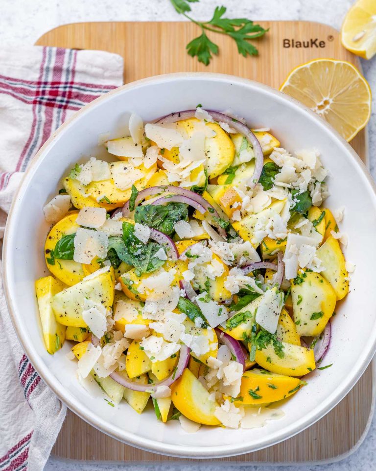 Lemon + Parmesan Marinated Summer Squash Salad | Clean Food Crush