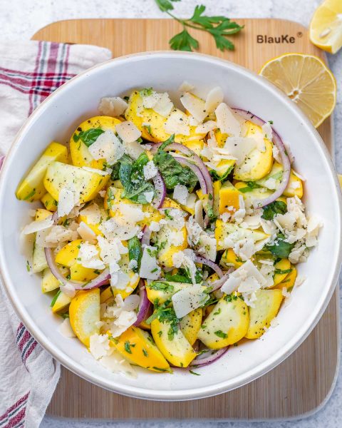 Lemon + Parmesan Marinated Summer Squash Salad | Clean Food Crush
