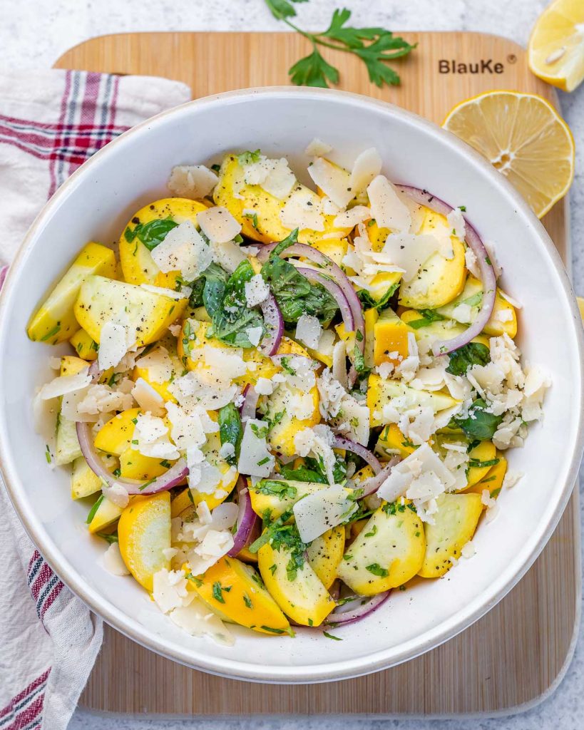 Lemon + Parmesan Marinated Summer Squash Salad | Clean Food Crush