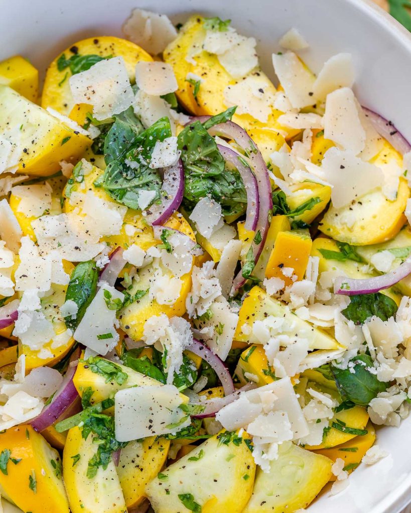 Lemon + Parmesan Marinated Summer Squash Salad | Clean Food Crush