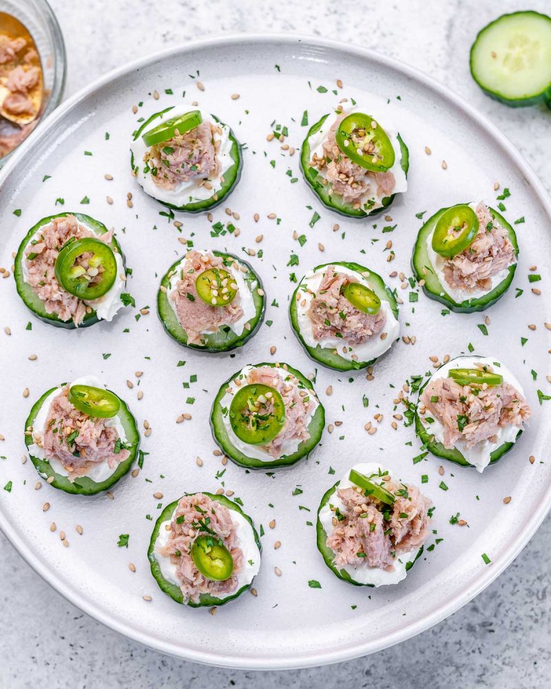 Spicy Tuna Cucumber Bites | Clean Food Crush