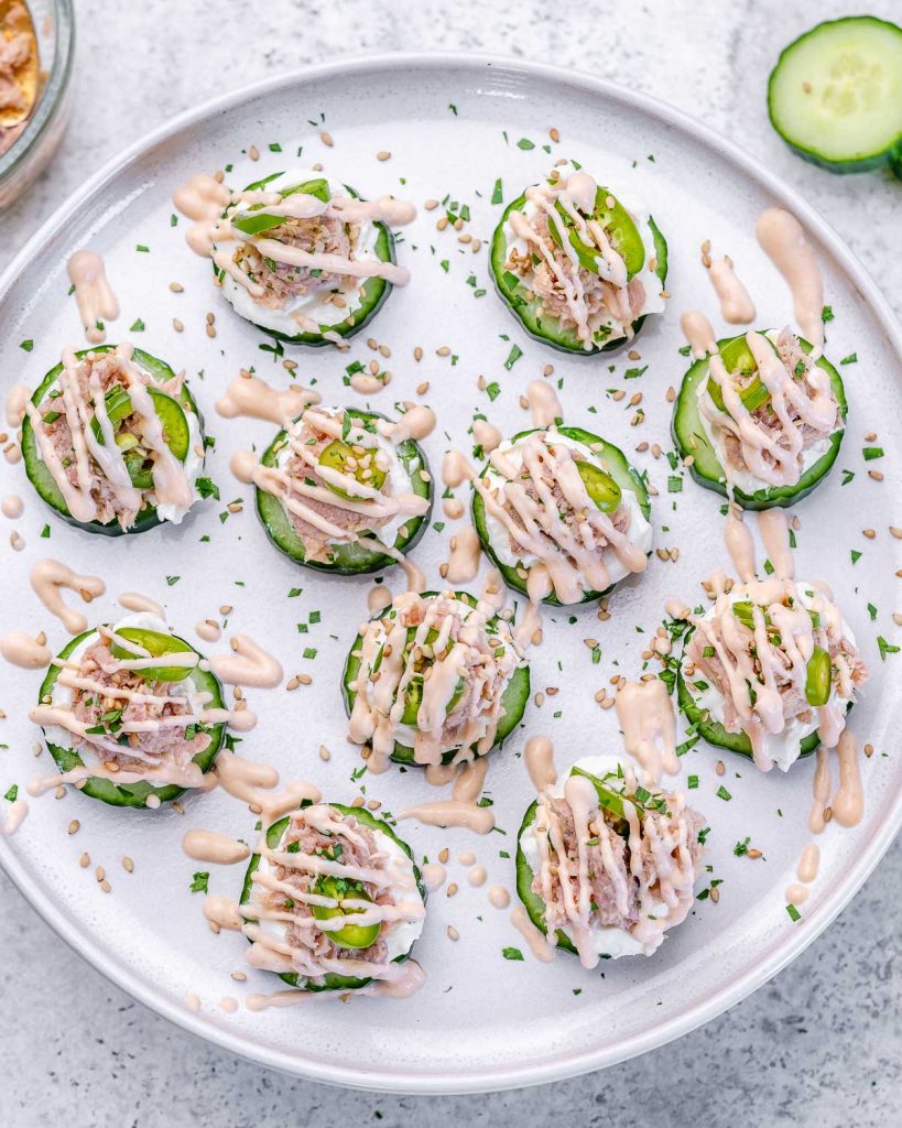 Spicy Tuna Cucumber Bites | Clean Food Crush