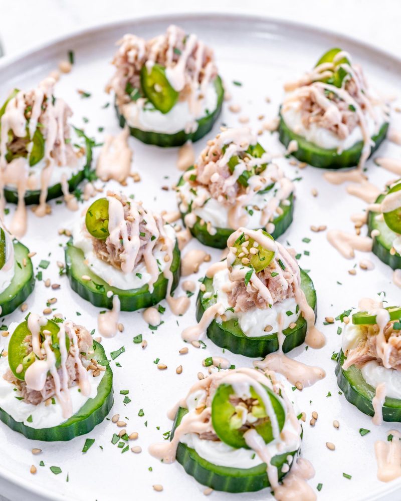 Spicy Tuna Cucumber Bites | Clean Food Crush