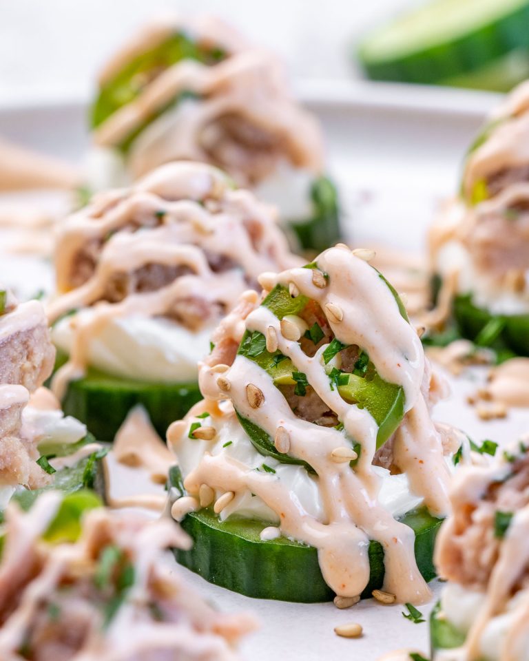 Spicy Tuna Cucumber Bites | Clean Food Crush
