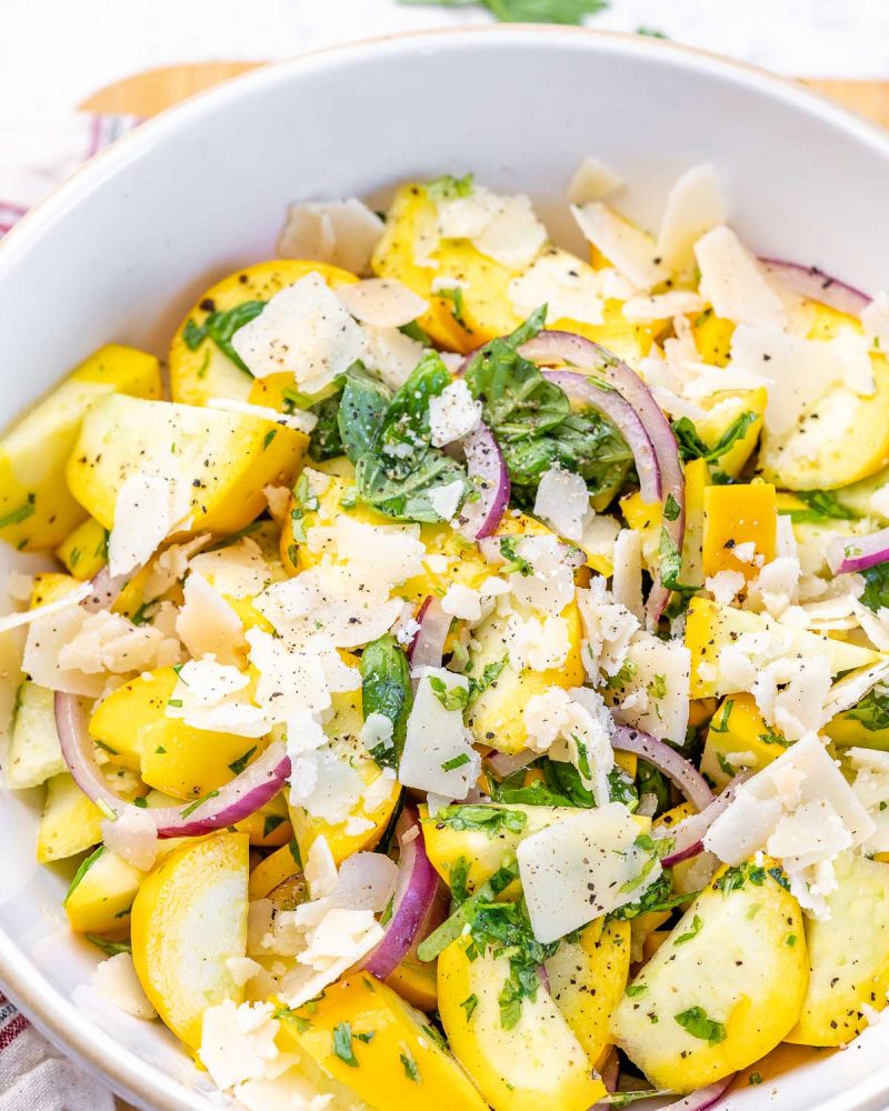 Lemon + Parmesan Marinated Summer Squash Salad | Clean Food Crush
