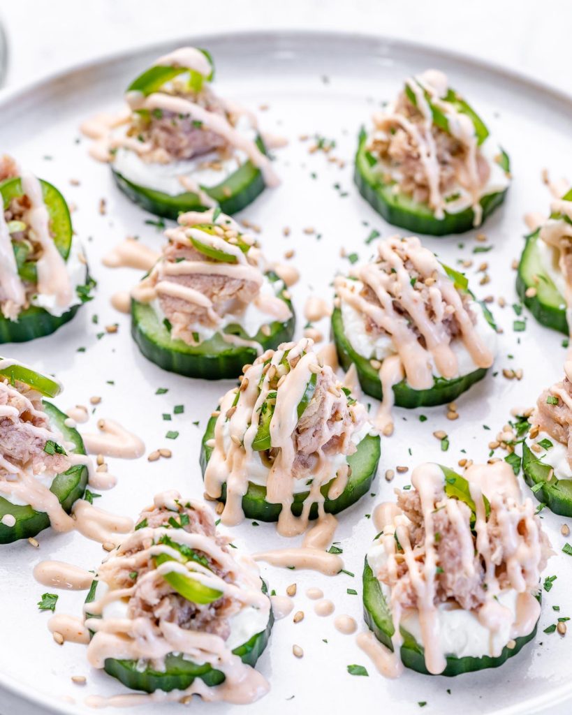 Spicy Tuna Cucumber Bites | Clean Food Crush