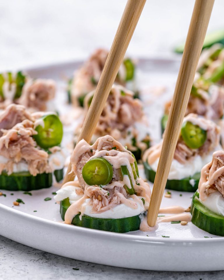 Best Spicy Tuna Cucumber Bites (Easy Low Carb Snack) | Clean Food Crush