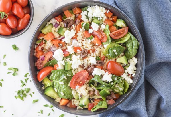 Mediterranean Inspired Brown Rice Salad | Clean Food Crush
