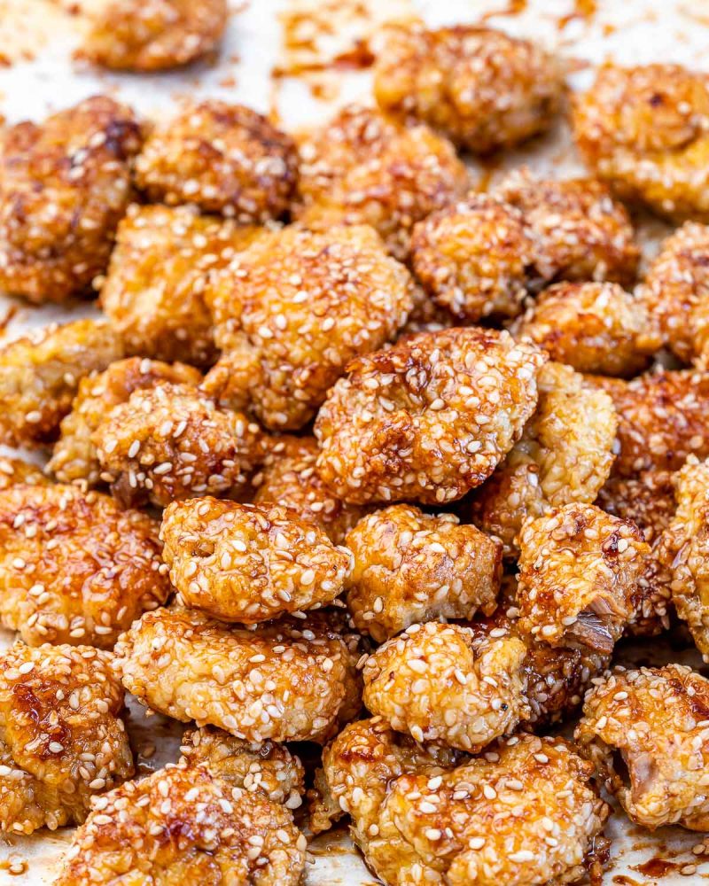 Baked Sesame Chicken Bites | Clean Food Crush