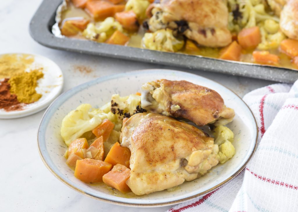 Chicken Curry Dinner with Roasted Vegetables | Clean Food Crush