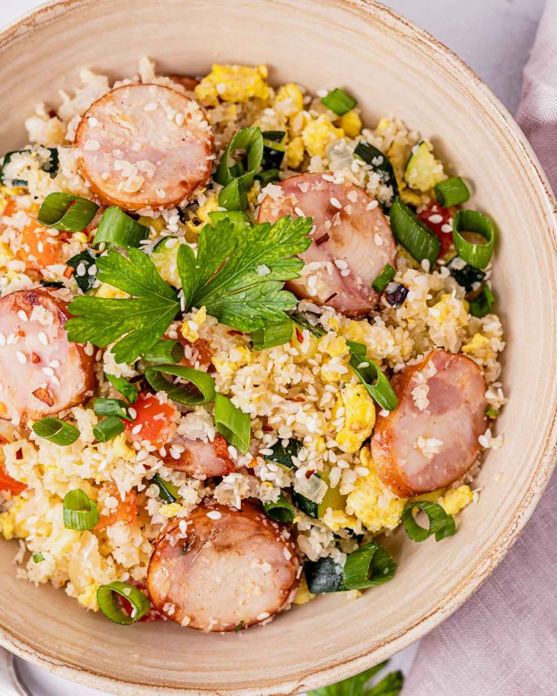 Sausage Cauliflower Fried “Rice” | Clean Food Crush