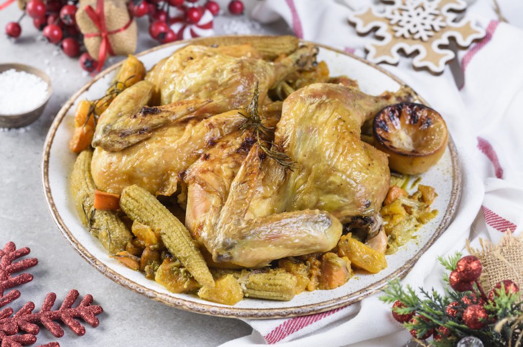 Christmas Roasted Spatchcock Chicken with Root Veggies + Pesto | Clean ...