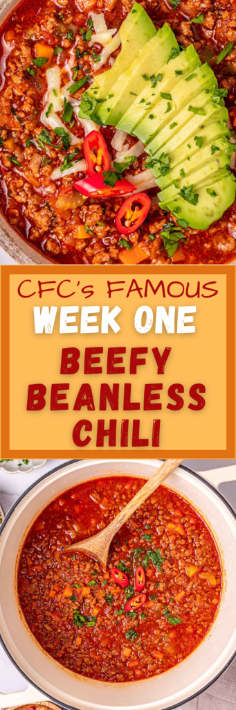 CFC’s Famous Week ONE Beefy Beanless Chili | Clean Food Crush
