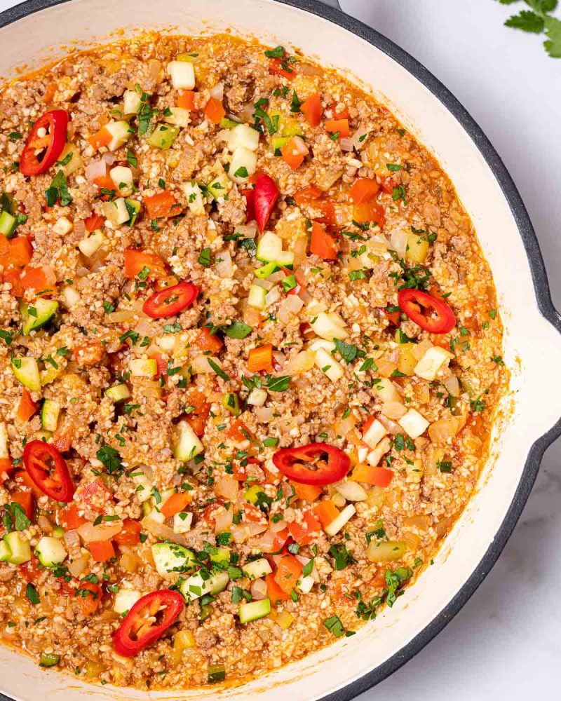 Beef Enchilada Skillet with Cauliflower Rice | Clean Food Crush