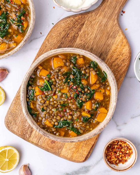 Butternut Squash + Green Lentil Soup | Clean Food Crush