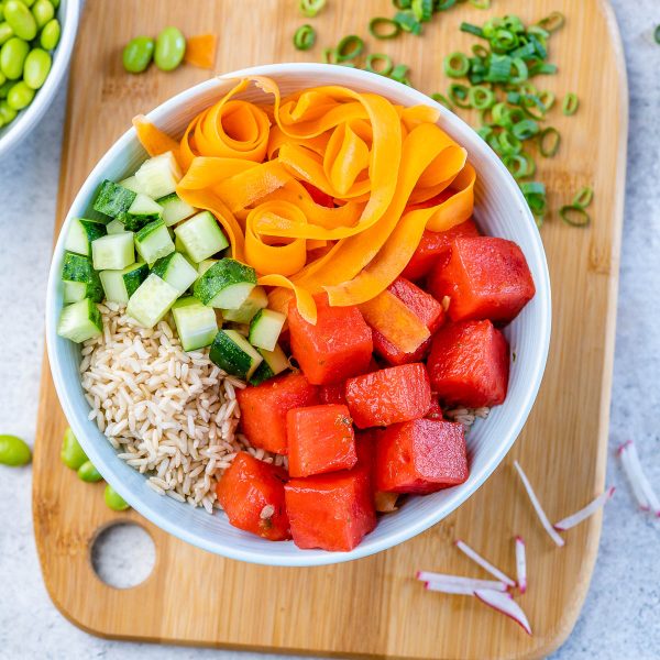 Marinated Watermelon Faux Poke Bowls | Clean Food Crush