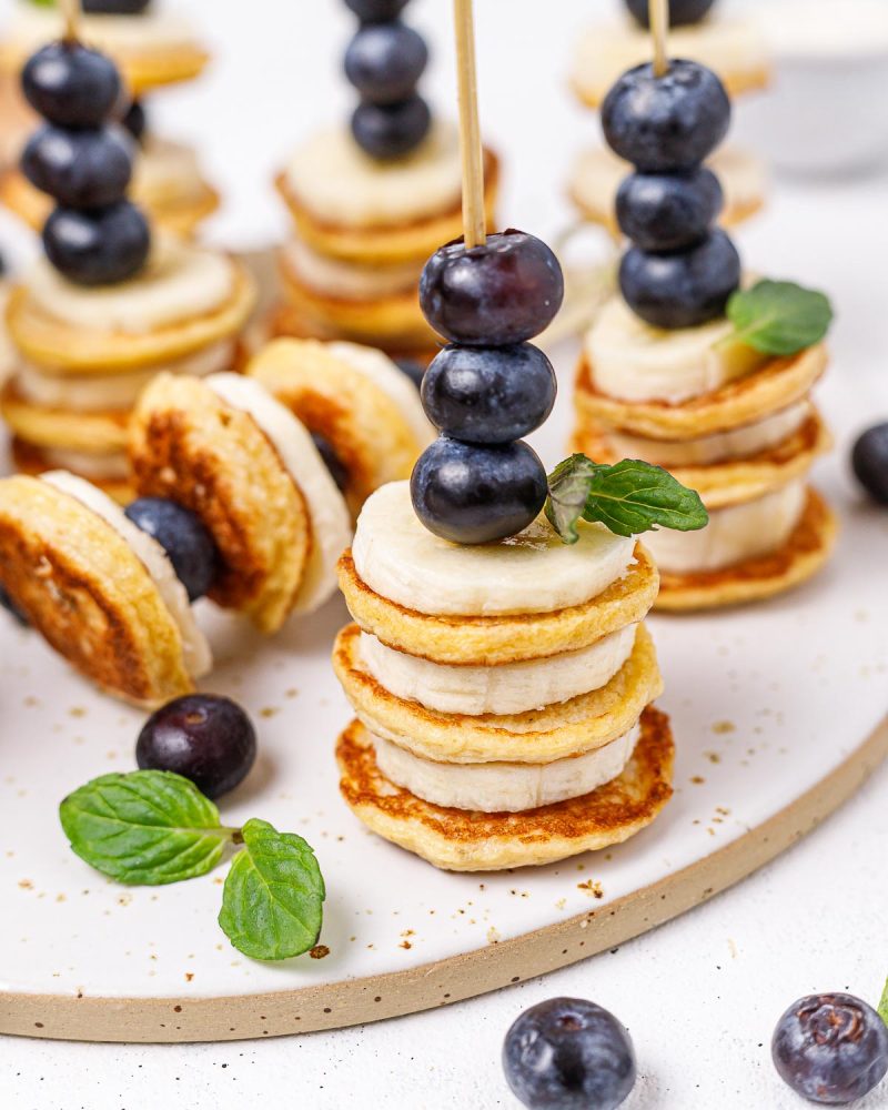 Mini Lemon-Blueberry Pancake Skewers | Clean Food Crush