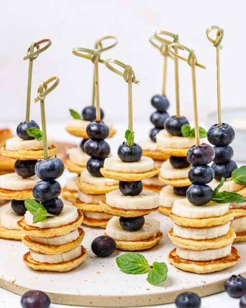 Mini Lemon-Blueberry Pancake Skewers | Clean Food Crush