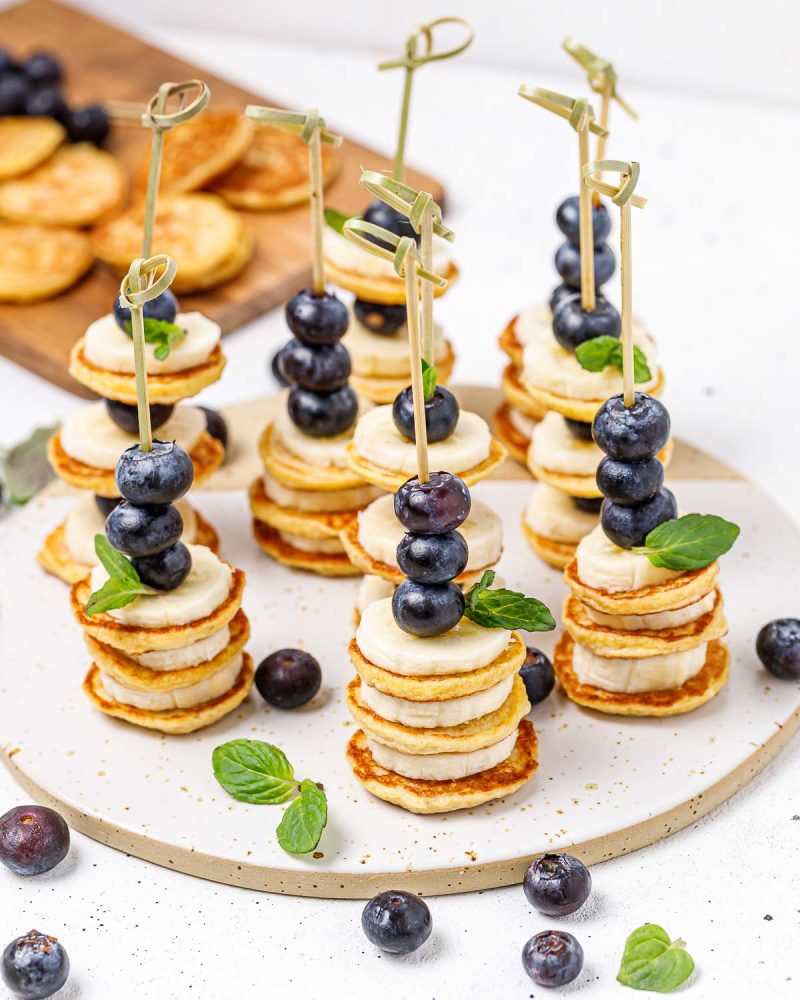 Mini Lemon-Blueberry Pancake Skewers | Clean Food Crush
