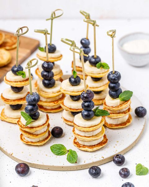 Mini Lemon-Blueberry Pancake Skewers | Clean Food Crush