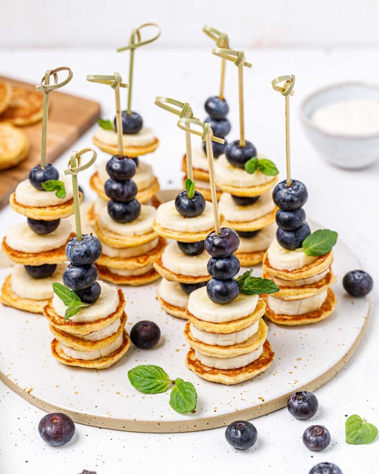 Mini Lemon-Blueberry Pancake Skewers | Clean Food Crush