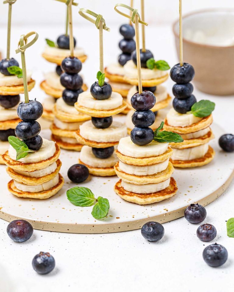 Mini Lemon-Blueberry Pancake Skewers | Clean Food Crush