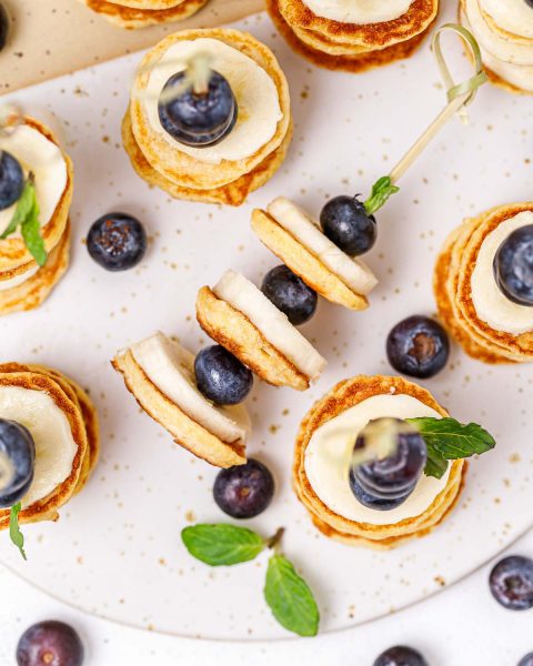 Mini Lemon-Blueberry Pancake Skewers | Clean Food Crush