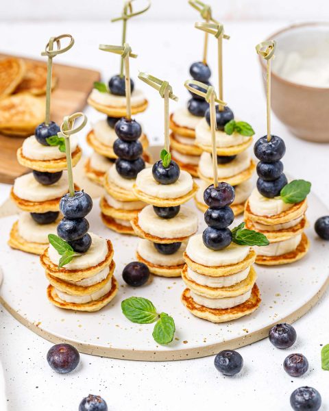 Mini Lemon-Blueberry Pancake Skewers | Clean Food Crush