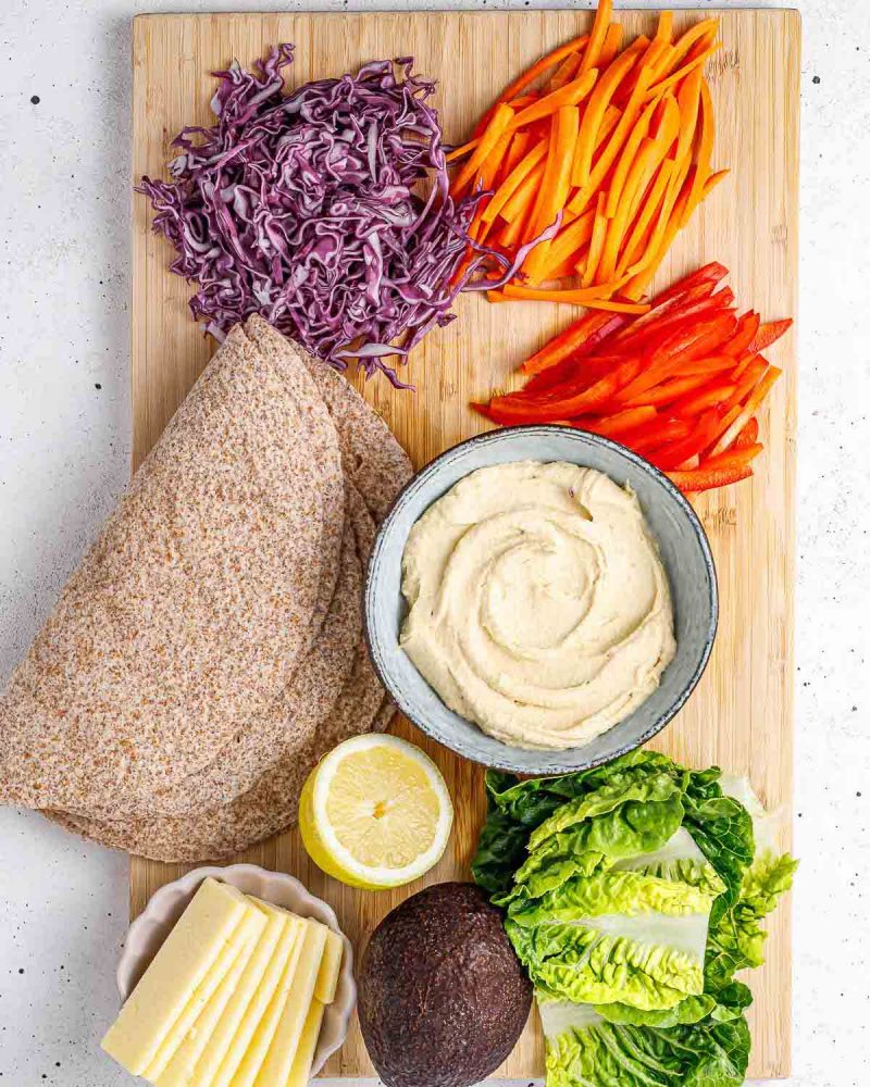Rainbow Veggie + Hummus Wraps | Clean Food Crush