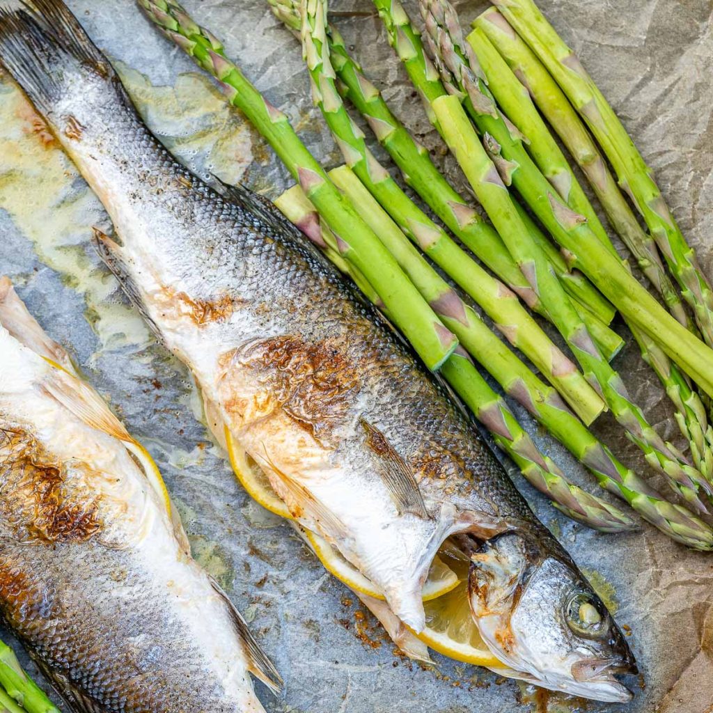 Baked Sea Bass + Asparagus | Clean Food Crush