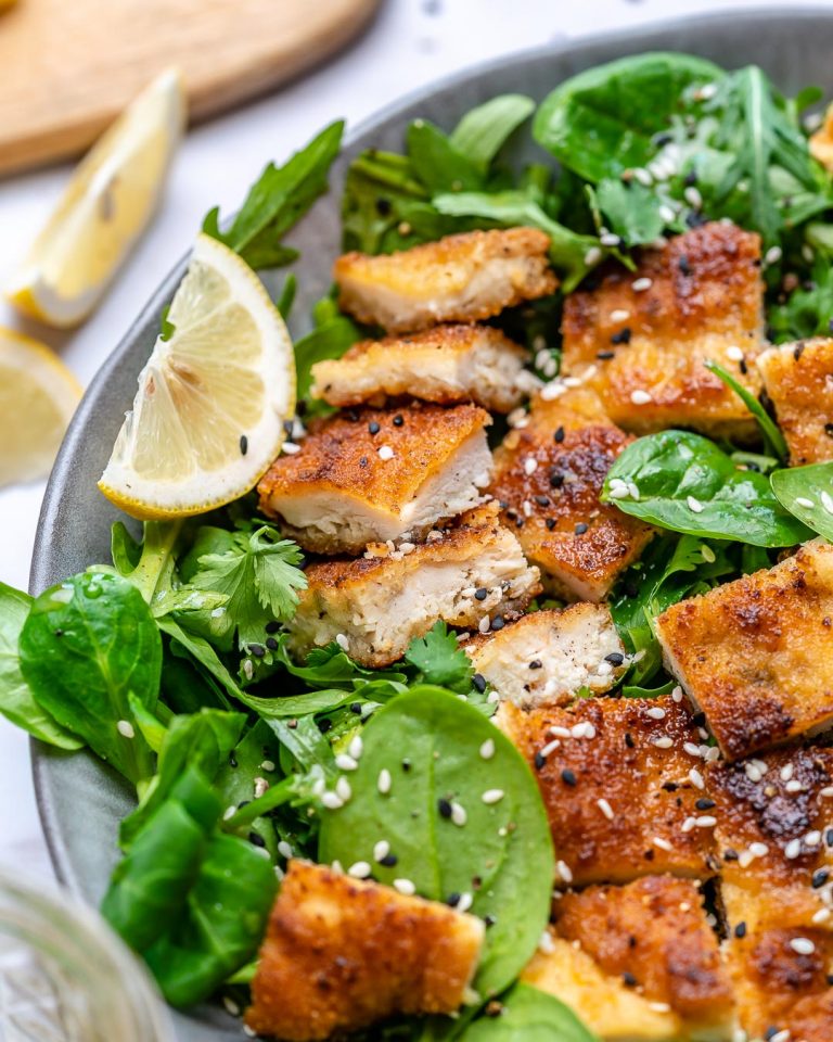 Lemony Chicken Schnitzels Salad | Clean Food Crush