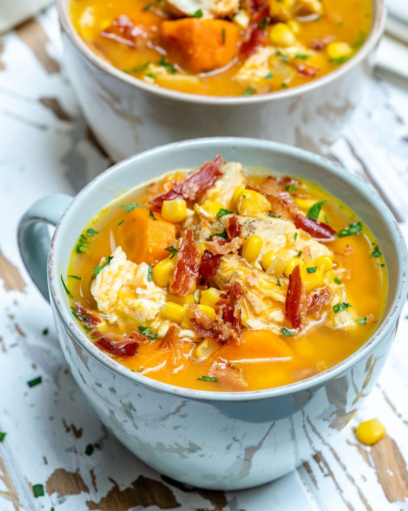 Creamy Chicken + Sweet Potato Corn Chowder | Clean Food Crush