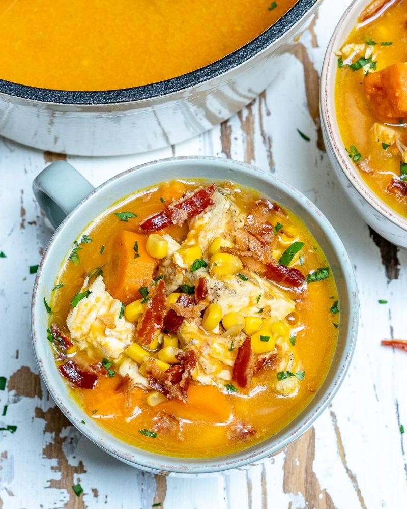 Creamy Chicken + Sweet Potato Corn Chowder | Clean Food Crush
