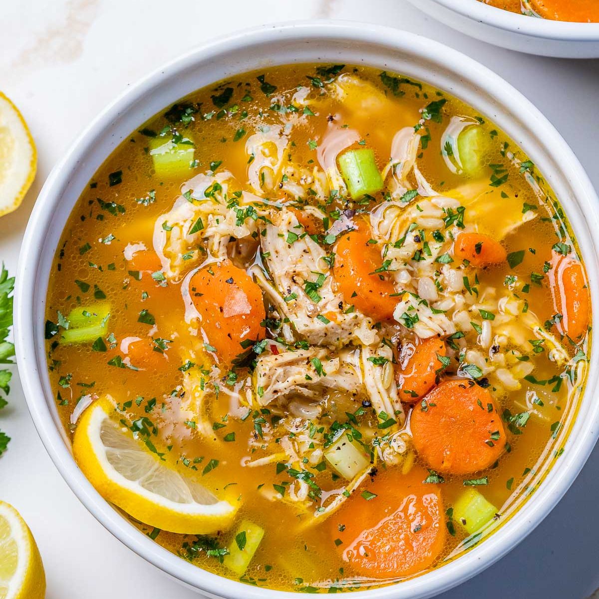 Lemony Chicken Rice Soup | Clean Food Crush