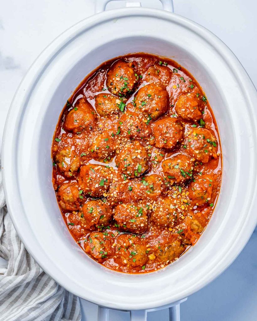 Tender & DELICIOUS Crockpot/Slow Cooker Meatballs | Clean Food Crush