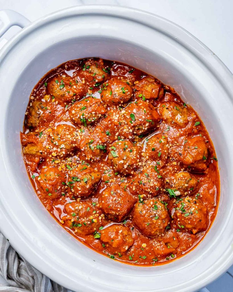 Tender & DELICIOUS Crockpot/Slow Cooker Meatballs | Clean Food Crush