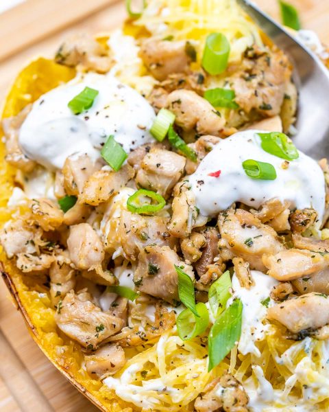 Chicken Ranch Spaghetti Squash | Clean Food Crush