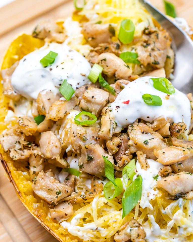 Chicken Ranch Spaghetti Squash | Clean Food Crush
