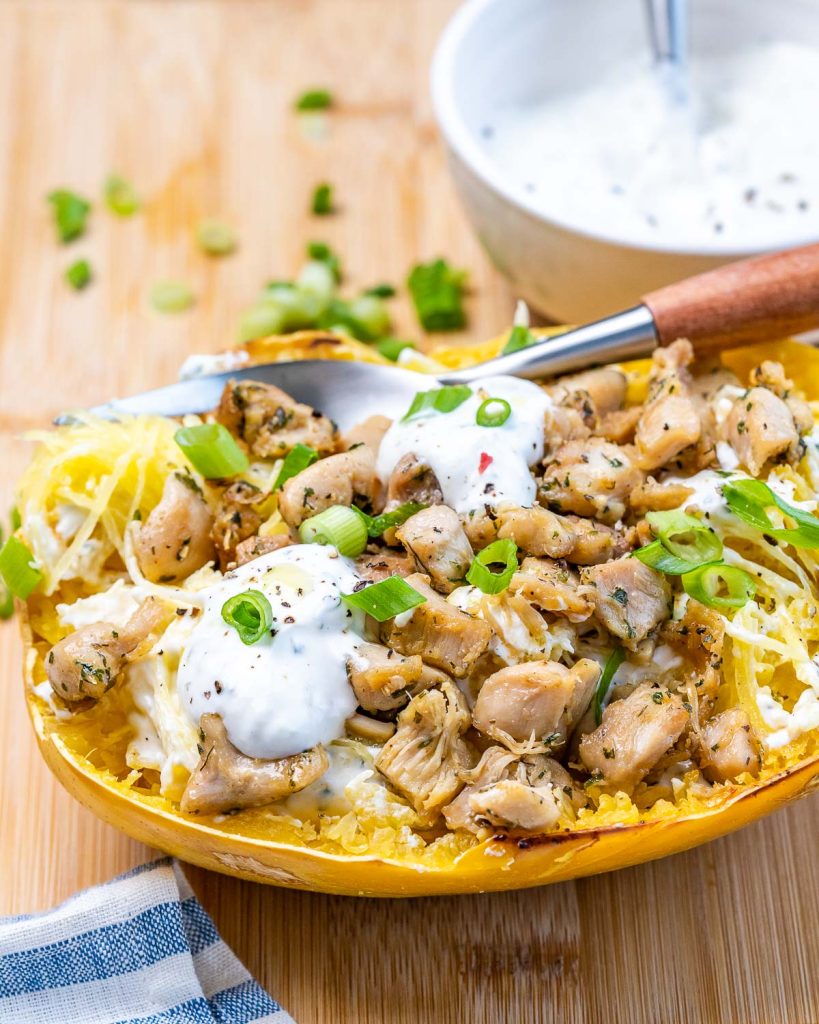 Chicken Ranch Spaghetti Squash | Clean Food Crush