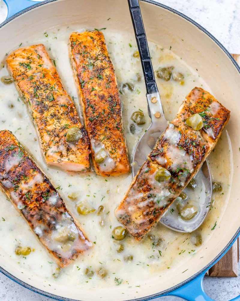 Creamy Lemon Capers Salmon | Clean Food Crush