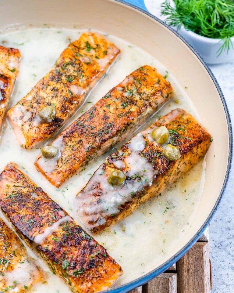 Creamy Lemon Capers Salmon | Clean Food Crush