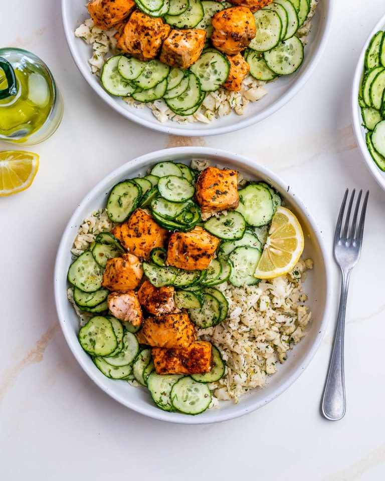 Salmon Cauli-Rice Bowls | Clean Food Crush