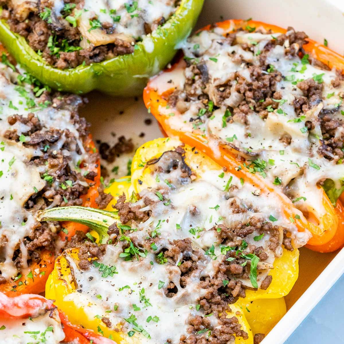Philly Cheese Steak Stuffed Peppers | Clean Food Crush